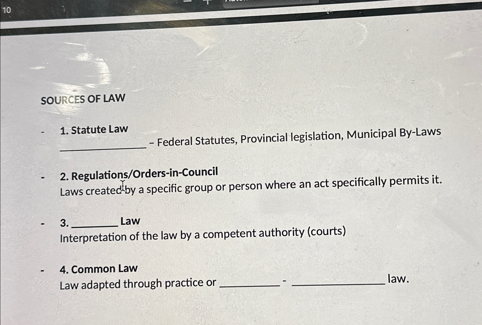 Solved SOURCES OF LAWStatute LawFederal Statutes, Provincial | Chegg.com