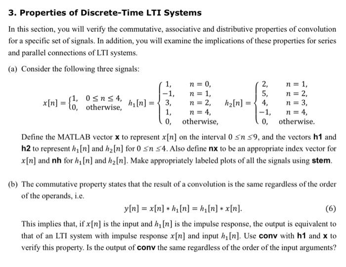 Solved 3. Properties of Discrete-Time LTI Systems In this | Chegg.com