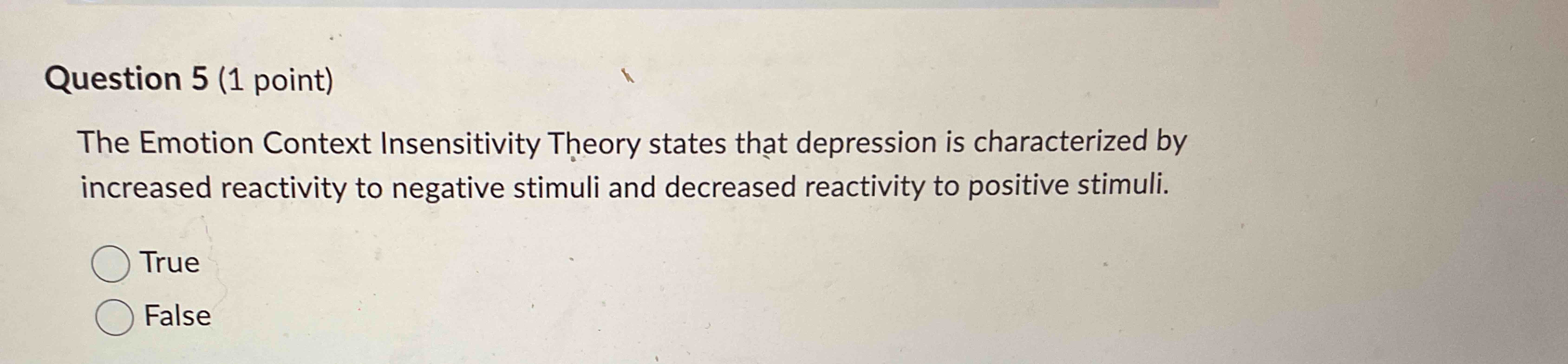 Solved Question 5 (1 ﻿point)The Emotion Context | Chegg.com