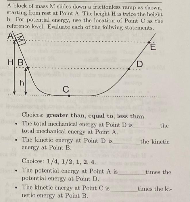 Solved A block of mass M slides down a frictionless ramp as | Chegg.com