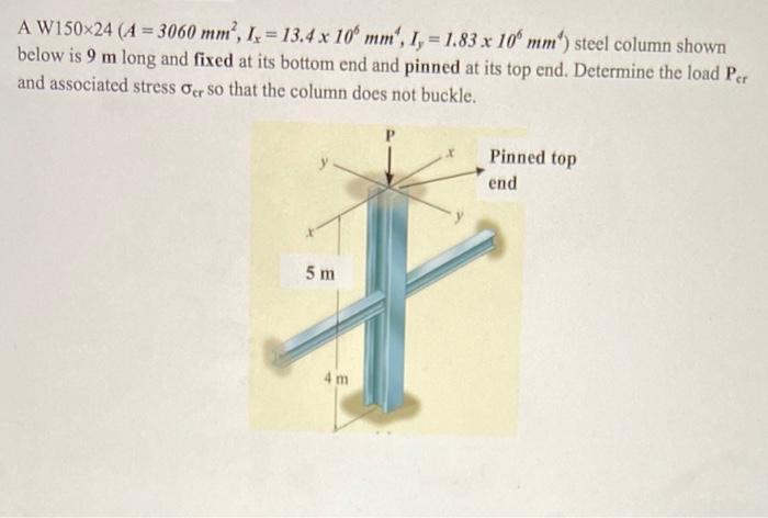 Solved A W150x24 (A = 3060 mm², 1: = 13.4 x 109 mm', 1, = | Chegg.com