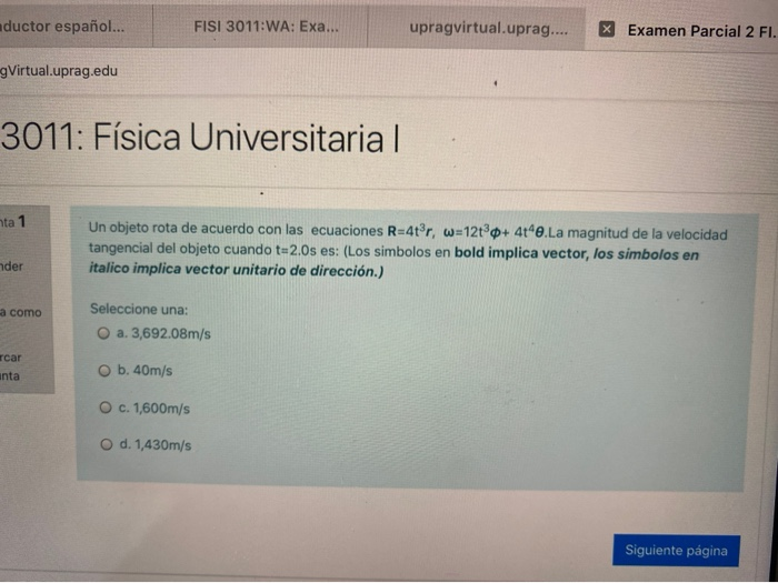 nductor español... FISI 3011:WA: Exa... | Chegg.com