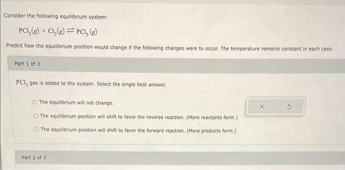 Consider the following equilibrium system: PCl3( | Chegg.com