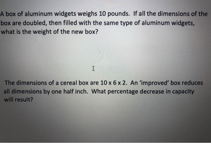 Solved A box of aluminum widgets weighs 10 pounds. If all | Chegg.com