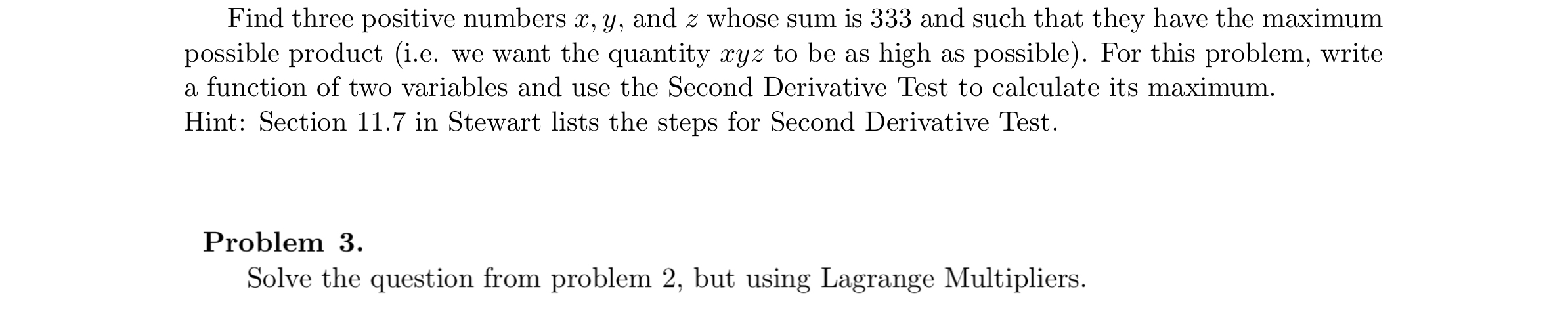 Solved Find three positive numbers x,y, ﻿and z ﻿whose sum is | Chegg.com