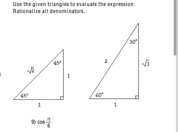 Solved Use the given triangles to evaluate the | Chegg.com