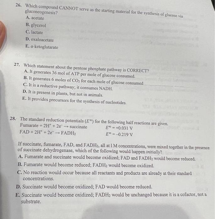 Solved 26. Which compound CANNOT serve as the starting | Chegg.com