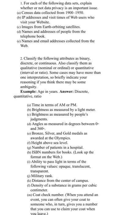 Solved 1. For each of the following data sets, explain | Chegg.com