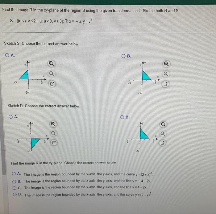 Solved Find the image R in the xy-plane of the region S | Chegg.com