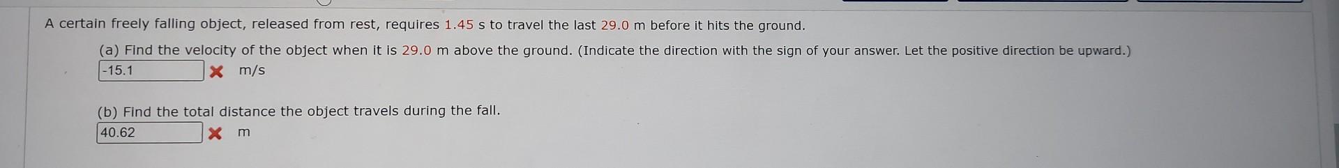 Solved A Certain Freely Falling Object Released From Rest