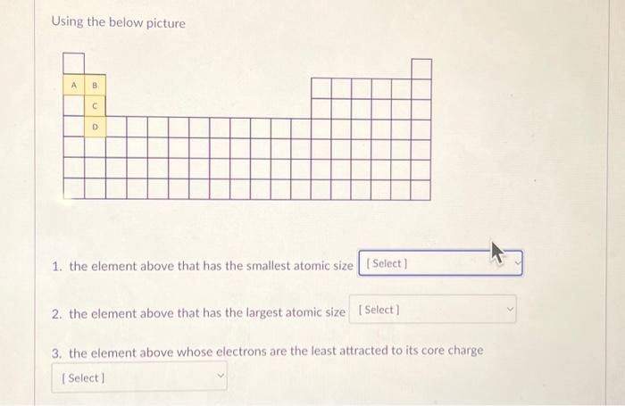 Solved Using the below picture A B C D 1. the element above | Chegg.com