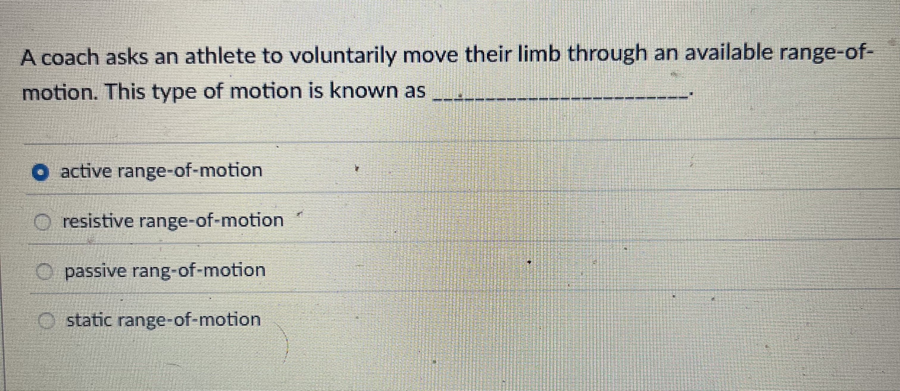 Solved A coach asks an athlete to voluntarily move their | Chegg.com