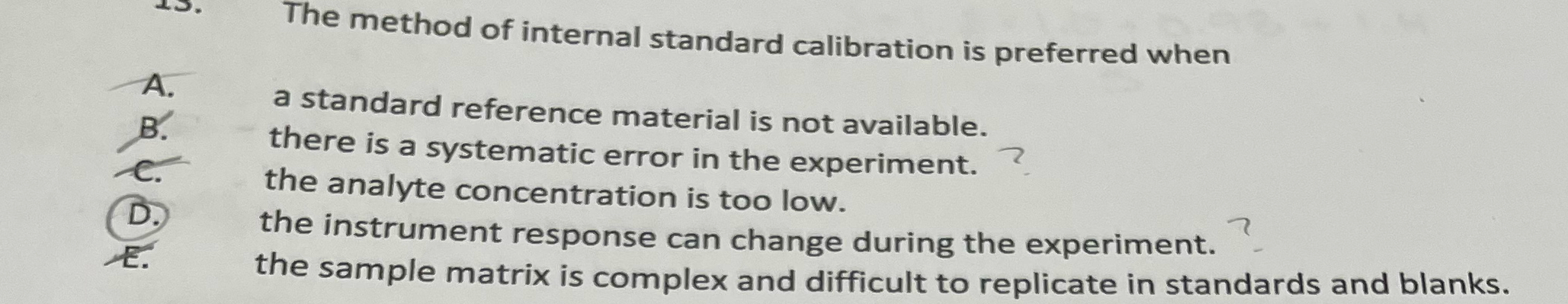 Solved The method of internal standard calibration is | Chegg.com