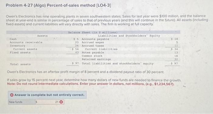 Solved Problem 4-27 (Algo) Percent-of-sales method [LO4-3] | Chegg.com