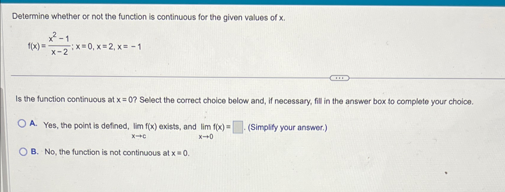Solved Determine whether or not the function is continuous | Chegg.com
