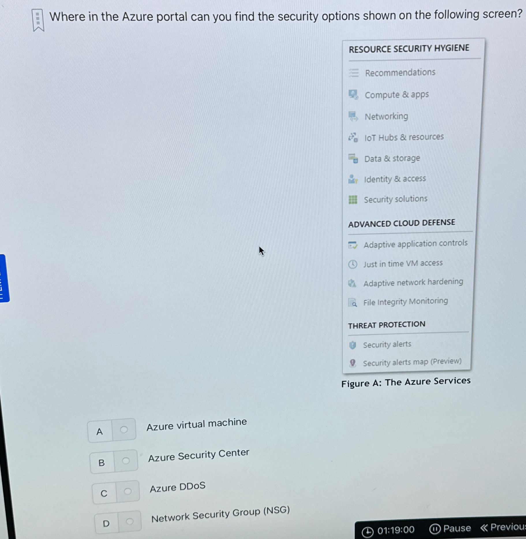 Solved Where in the Azure portal can you find the security | Chegg.com