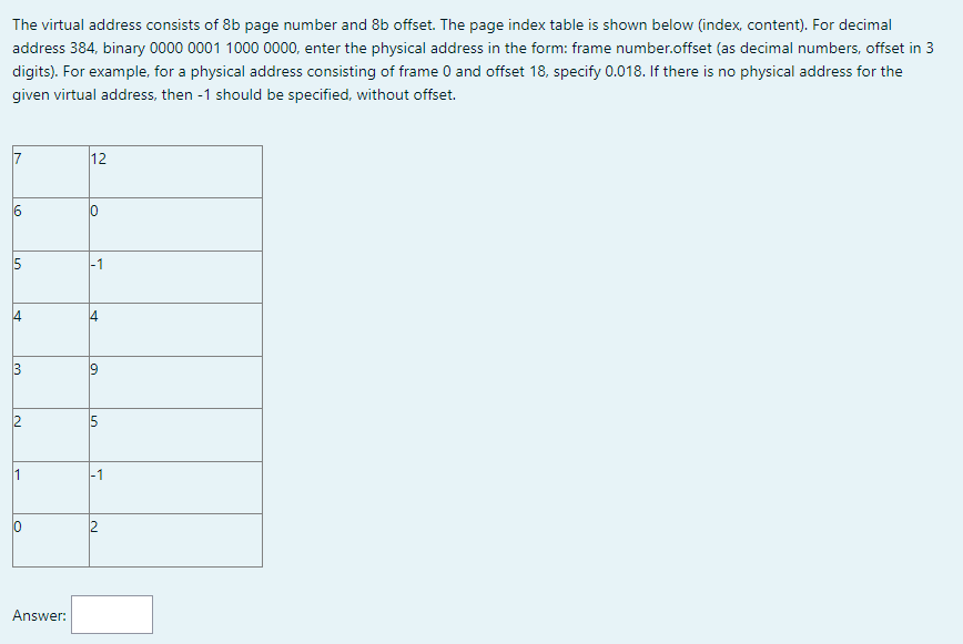 Solved The virtual address consists of 8b ﻿page number and | Chegg.com