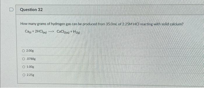 Solved How many grams of hydrogen gas can be produced from | Chegg.com
