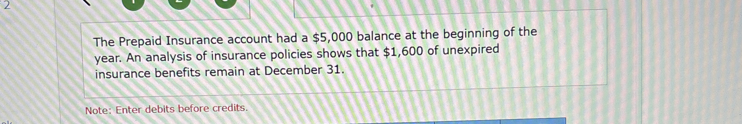 Solved The Prepaid Insurance account had a $5,000 ﻿balance | Chegg.com