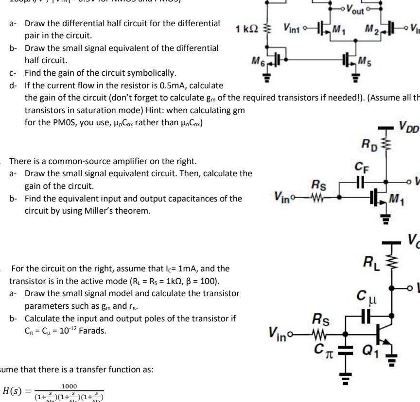 a- Draw the differential half circuit for the | Chegg.com a- Draw the differential half circuit for the | Chegg.com