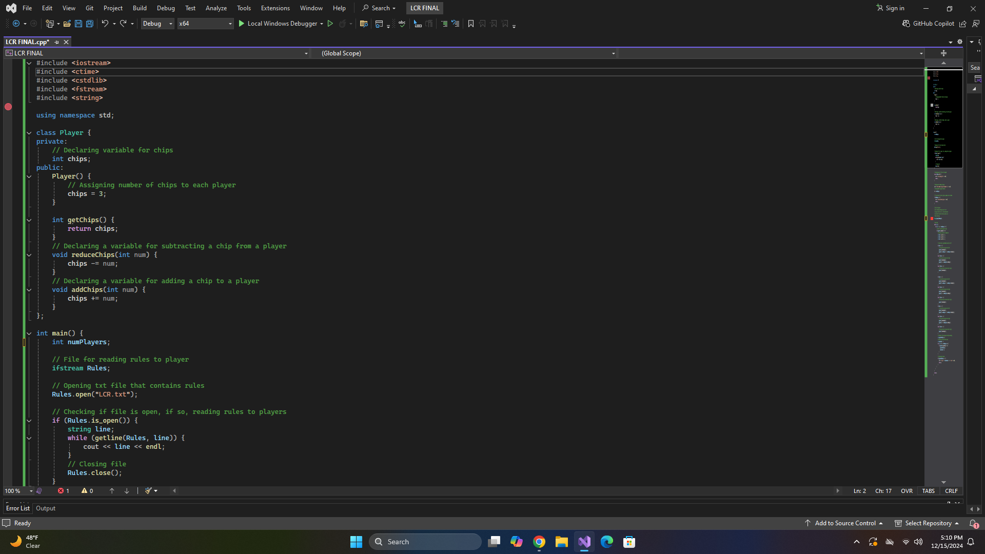 Solved I am creating a program in C++ ﻿that plays the LCR | Chegg.com