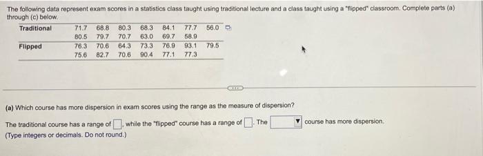 Solved The following data represent exam scores in a | Chegg.com Solved The following data represent exam scores in a | Chegg.com