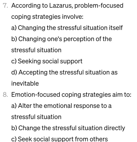 Solved According to Lazarus, problem-focused coping | Chegg.com