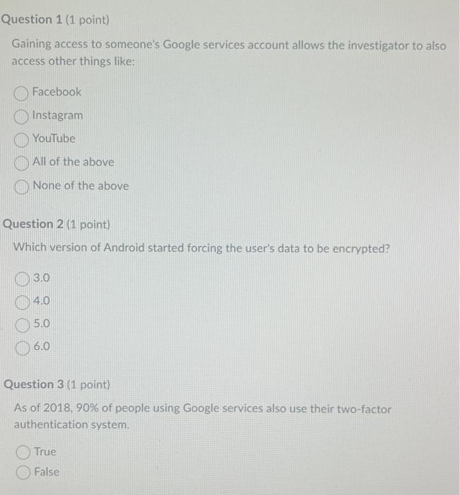 Solved Gaining access to someone's Google services account | Chegg.com