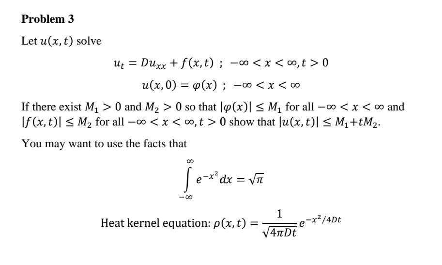 Solved Let u(x,t) solve ut=Duxx+f(x,t);−∞ | Chegg.com
