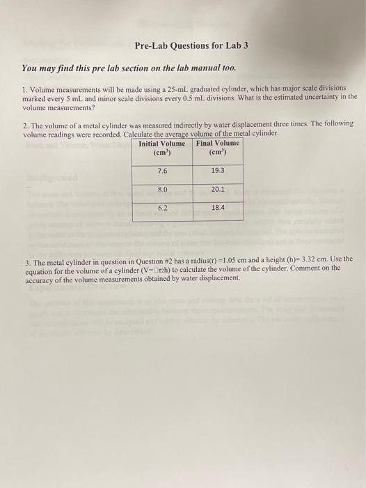 Solved Pre-Lab Questions for Lab 3 You may find this pre lab | Chegg.com