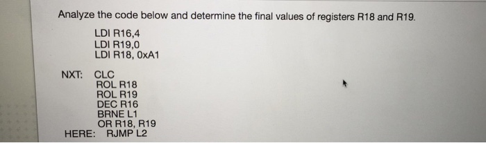 Analyze the code below and determine the final values | Chegg.com