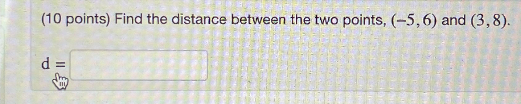 Solved (10 ﻿points) ﻿Find the distance between the two | Chegg.com