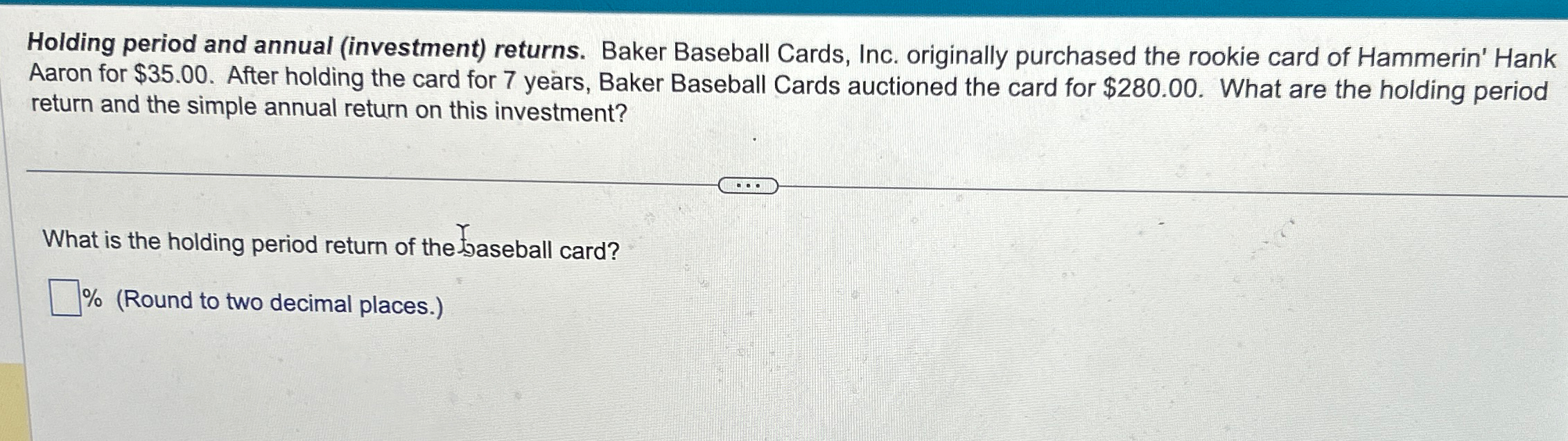 Solved Holding period and annual (investment) ﻿returns. | Chegg.com