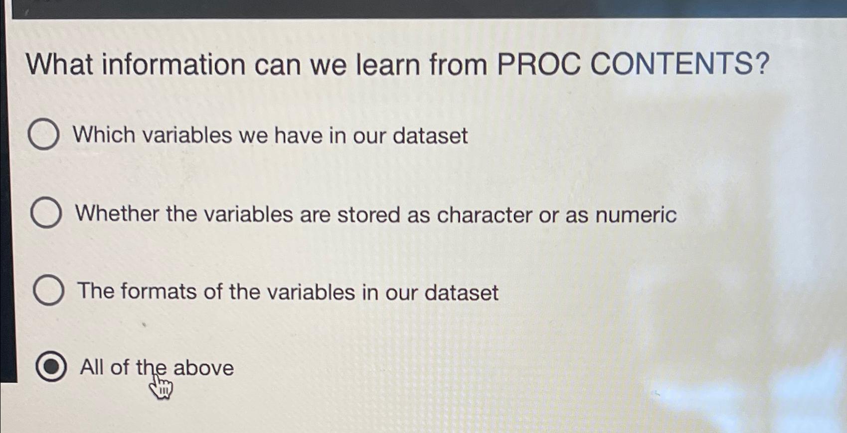 Solved What information can we learn from PROC | Chegg.com