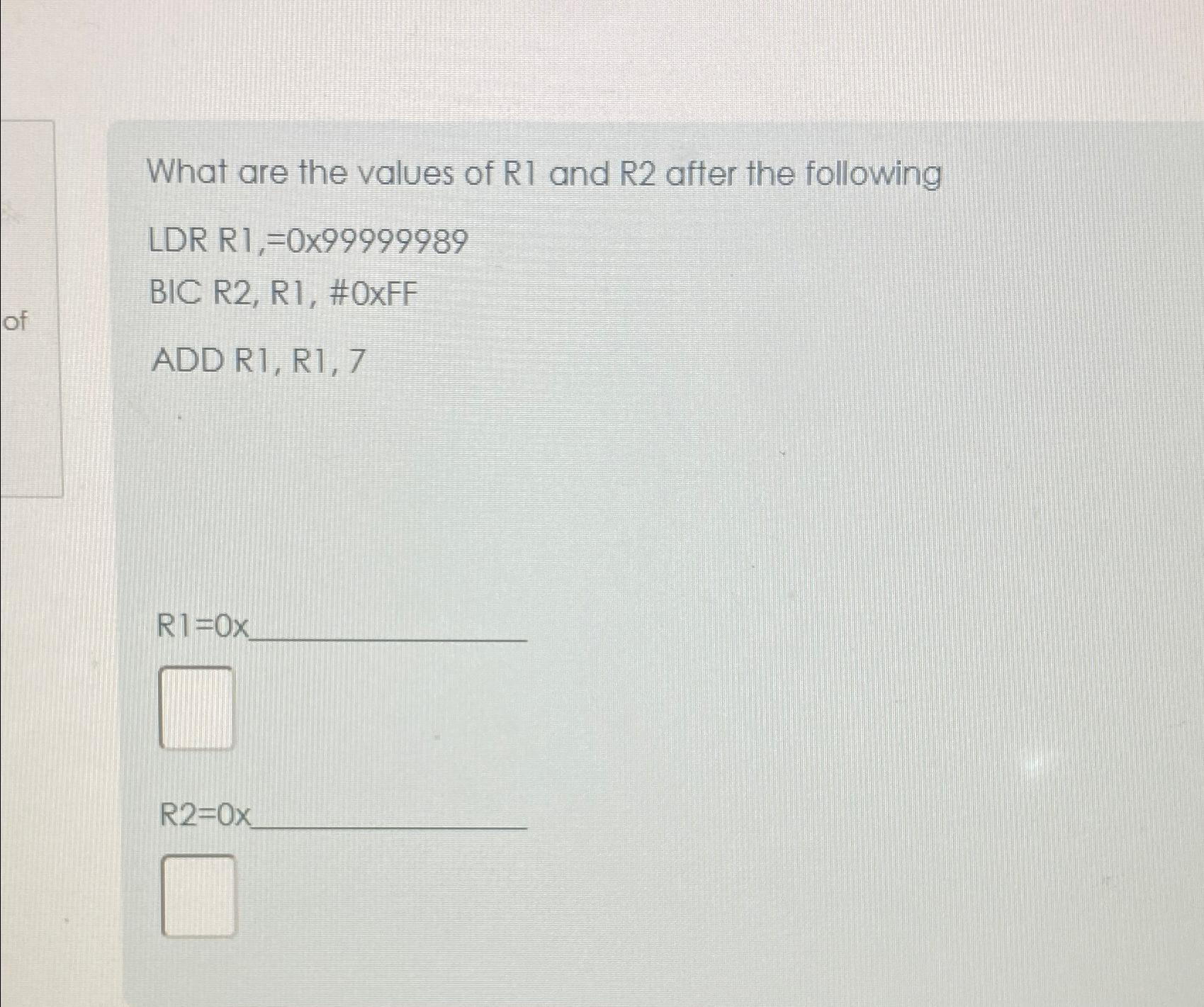 Solved What are the values of R1 ﻿and R2 ﻿after the | Chegg.com