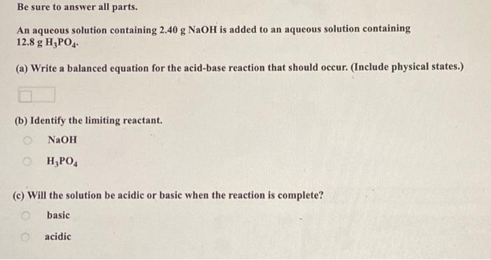 Solved Be sure to answer all parts. An aqueous solution | Chegg.com