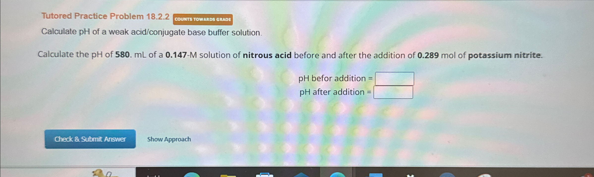 Solved Tutored Practice Problem 18.2.2Calculate pH ﻿of a | Chegg.com