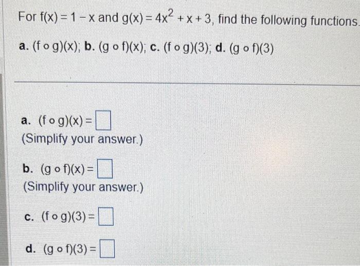 Solved For f(x)=x+5 and g(x)=2x+4, find the following | Chegg.com