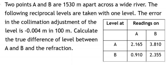 Solved Two points A and B are 1530 m apart across a wide | Chegg.com
