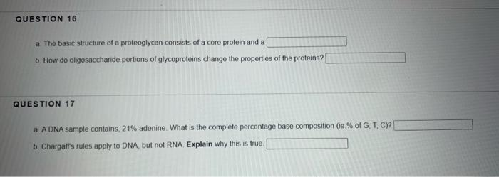 Solved QUESTION 16 a The basic structure of a proteoglycan | Chegg.com