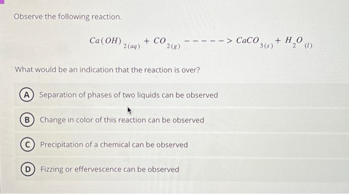 Solved Observe the following reaction. | Chegg.com