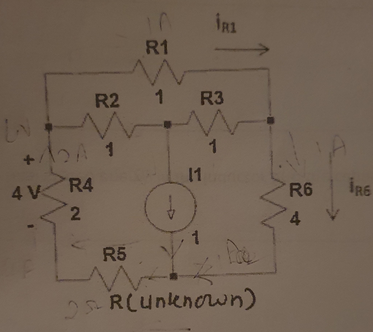 Solved How to Find Unknown resistor , ﻿iR6 , ﻿iR1 ﻿and power | Chegg.com