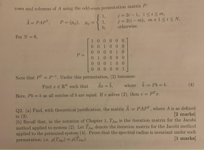 rows and columns of A using the odd-even permutation | Chegg.com