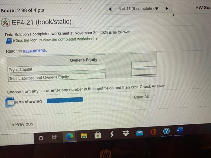 Solved % EF4-21 (book/static) Data Solution's completed | Chegg.com
