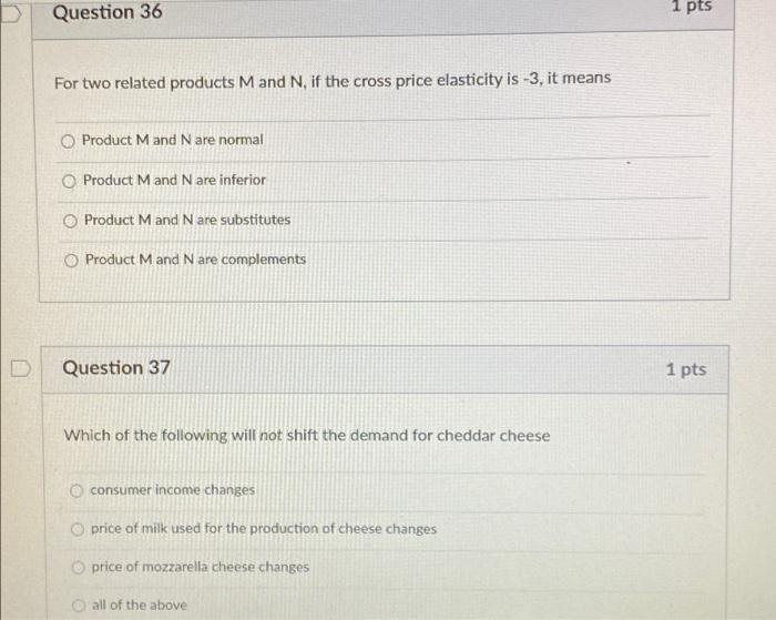 Solved Question 36 For two related products M and N, if the | Chegg.com