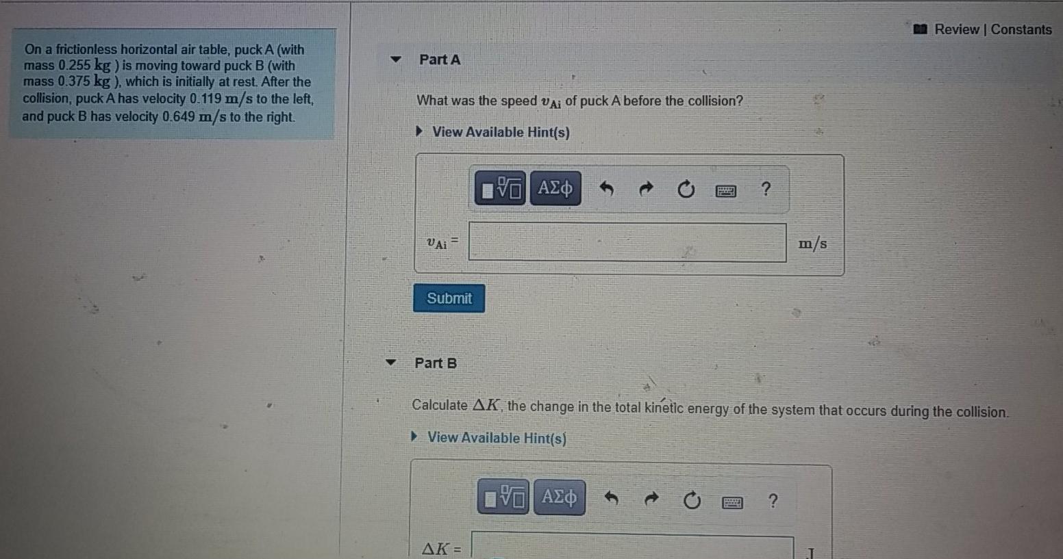 Solved Review Constants Part A On a frictionless horizontal | Chegg.com