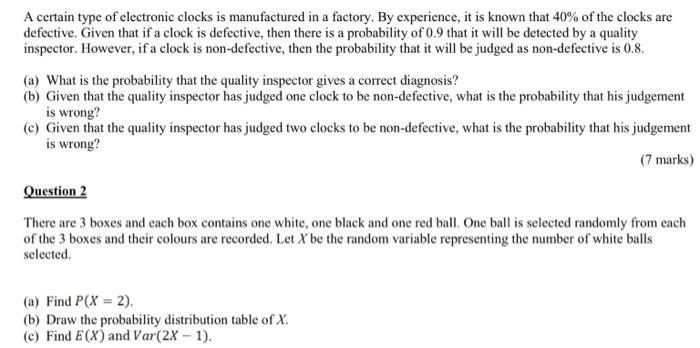 Solved A certain type of electronic clocks is manufactured | Chegg.com