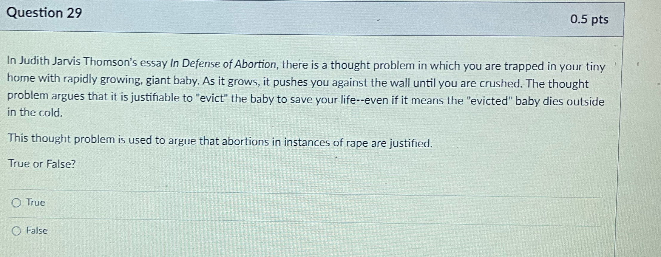 Solved Question 290.5 ﻿ptsIn Judith Jarvis Thomson's essay | Chegg.com