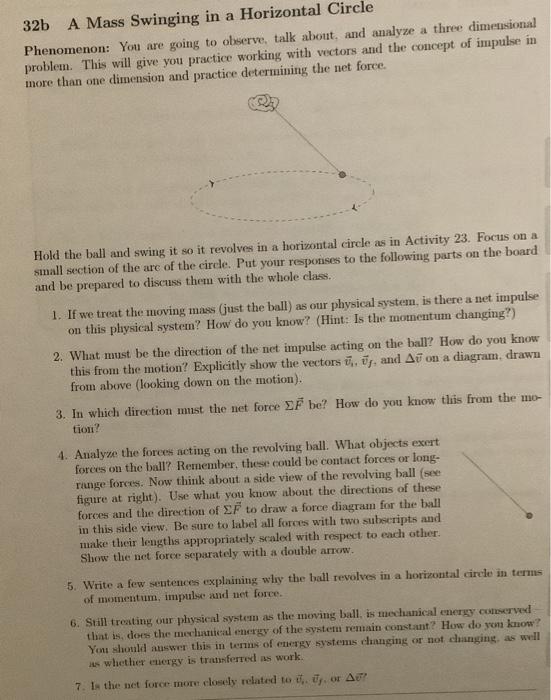 Solved 32b A Mass Swinging in a Horizontal Circle | Chegg.com