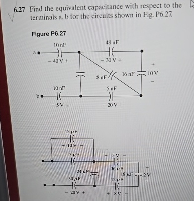 Solved by an EXPERT 6.27 ﻿Find the equivalent capacitance with respect to | Chegg.com
